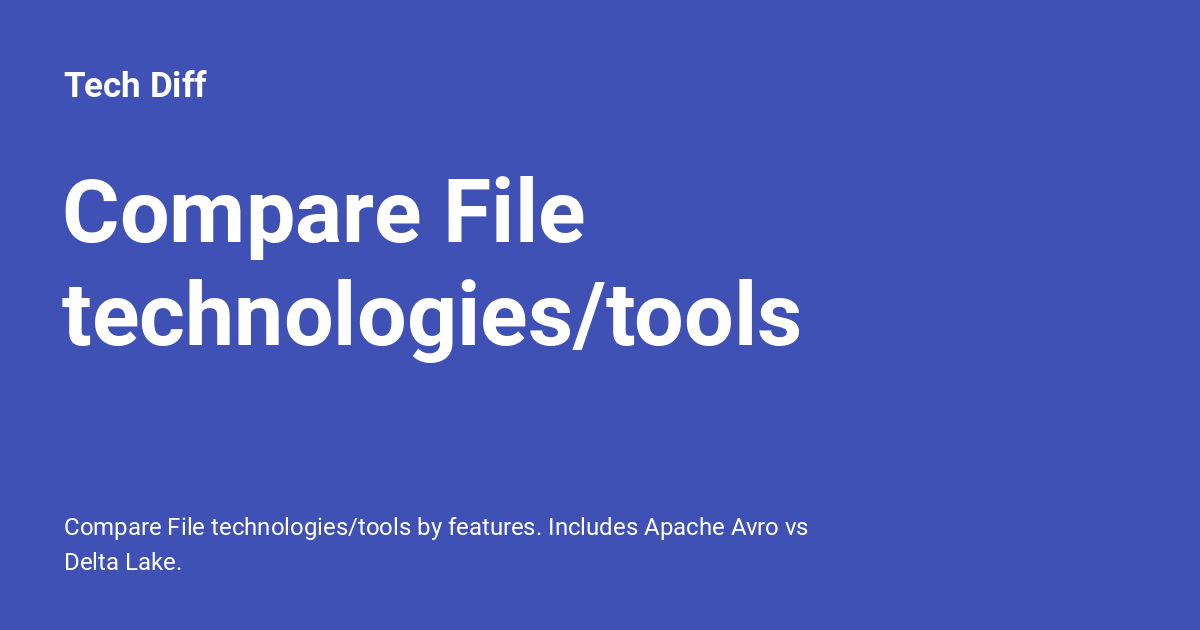Compare File technologies/tools - Tech Diff